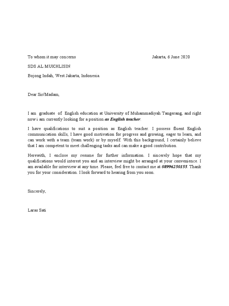 Application Letter | PDF