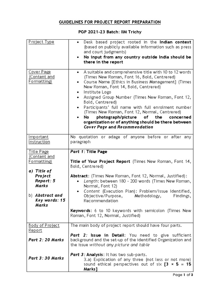 Project Report Preparation Guidelines | PDF