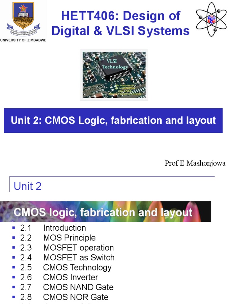 Unit 2 - CMOS Logic, Fabrication and Layout | PDF | Cmos | Mosfet