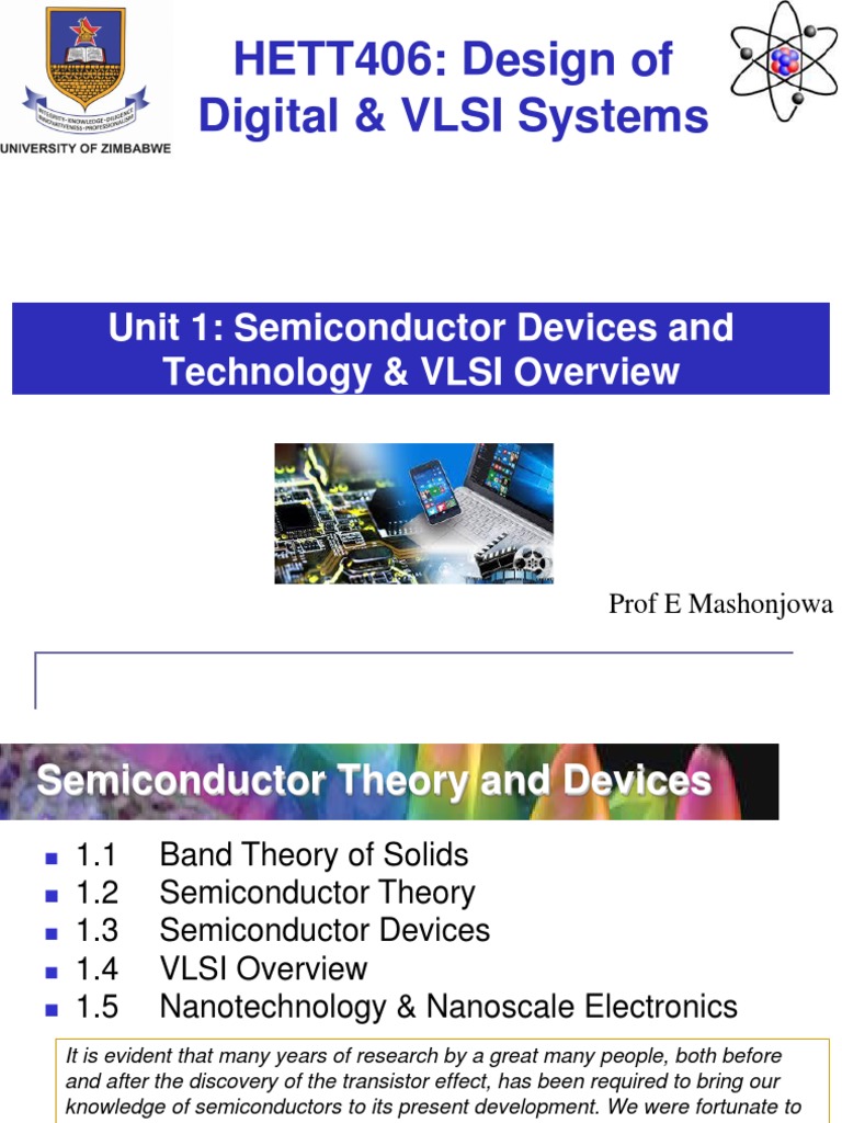Unit 1 - Semiconductor Devices and Technology & VLSI Overview | PDF