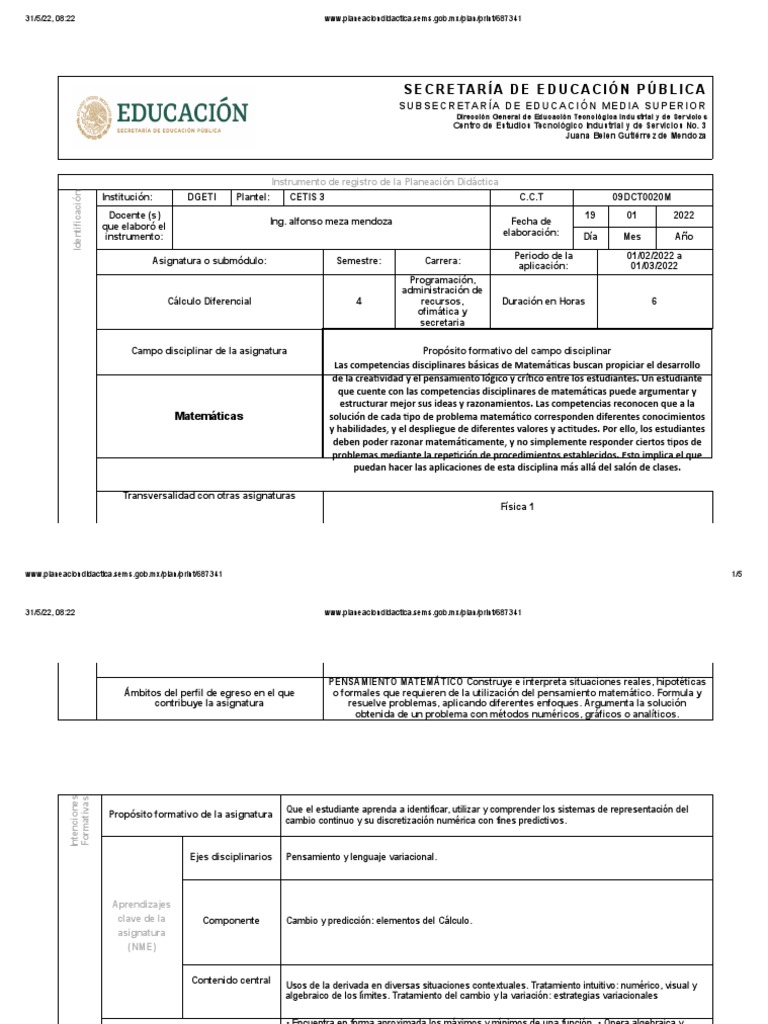 Cal-Dif Planeacion 2 | PDF