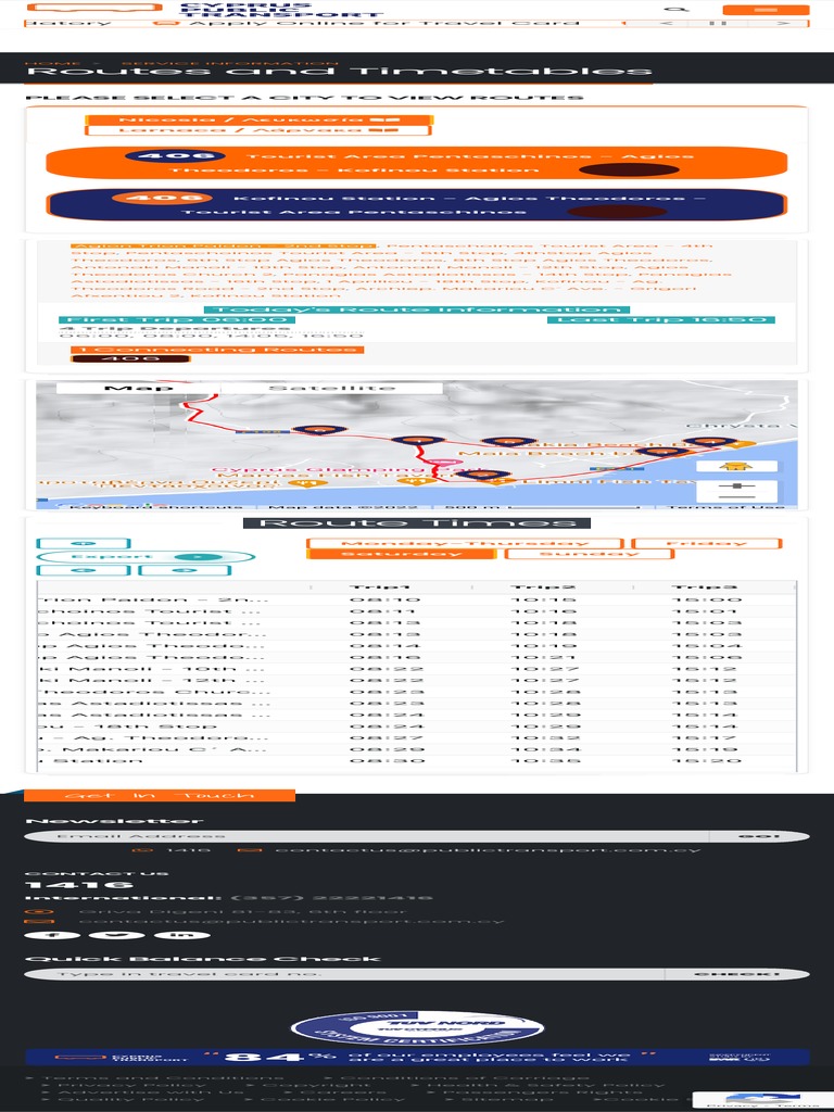 Routes and Timetables - Cyprus Public Transport | PDF | Transport