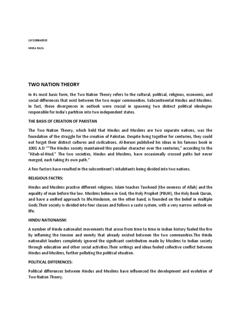 Two Nation Theory | PDF | Two Nation Theory | Urdu