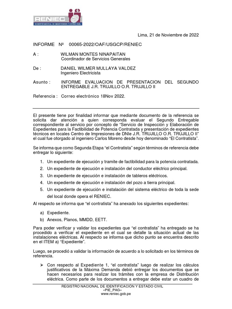 Informe N°0065-2022 Informe Evaluacion de Segunda Etapa JR Trujillo or Trujillo Ii 21nov2022 Ing ...