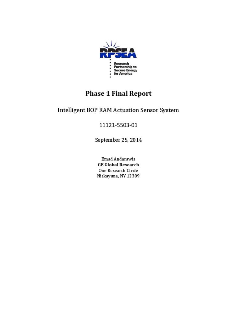 BOP RAM Sensor System Phase 1 Report | PDF | Ultrasound | Prototype