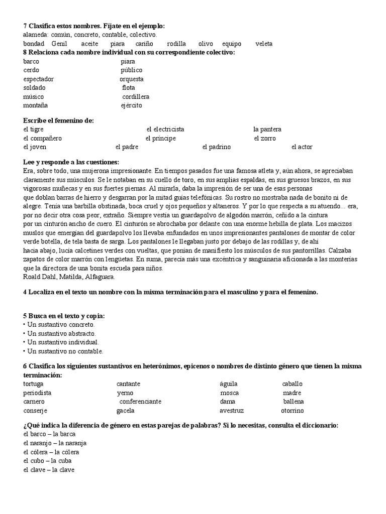 Exam Lengua 1 | PDF | Sustantivo | Género gramatical