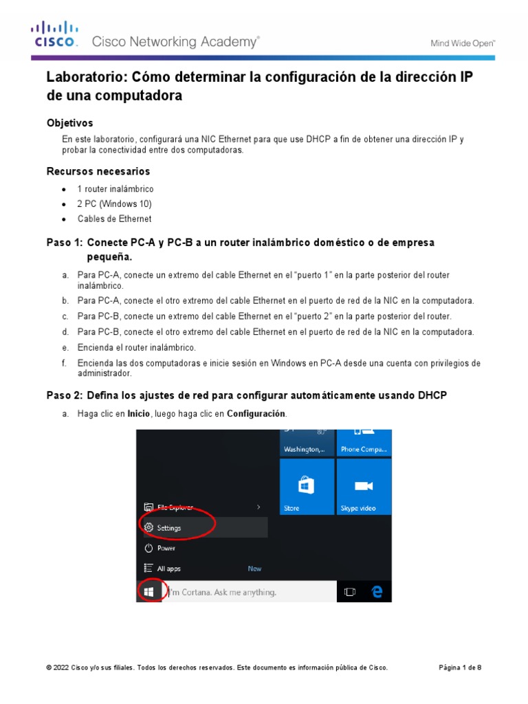 2.1.2.5 Lab - Determining The IP Address Configuration of A Computer | PDF | Dirección IP ...
