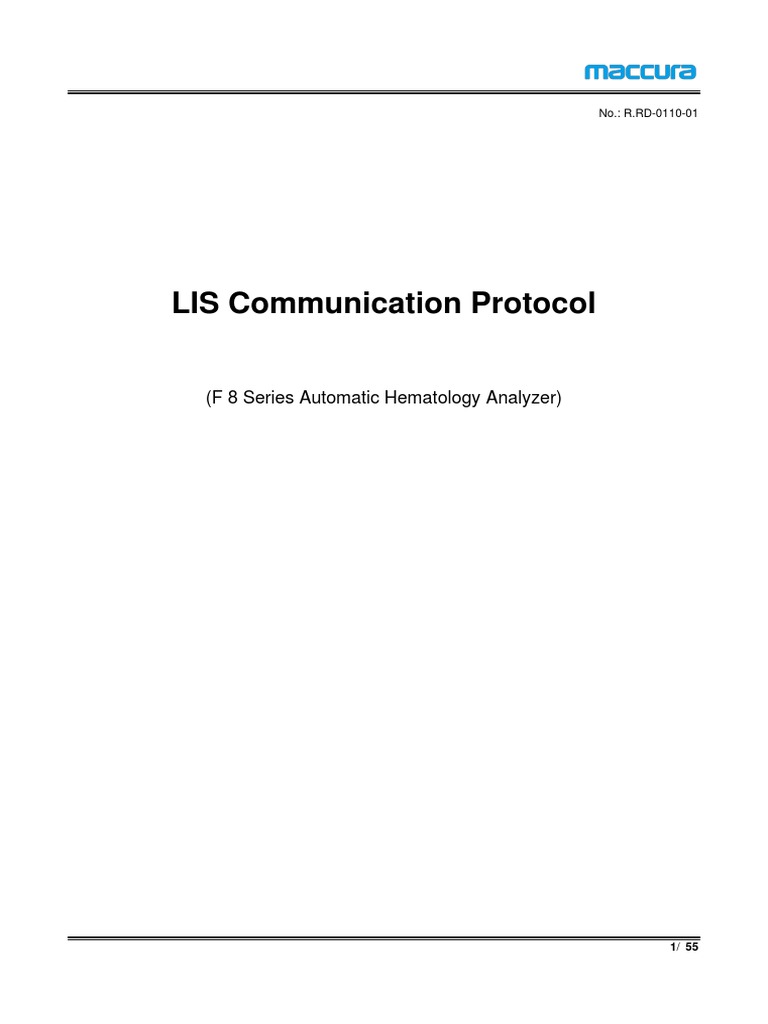 1 - F 8 Series LIS Communication Protocol | PDF | Reference Range | Information Age