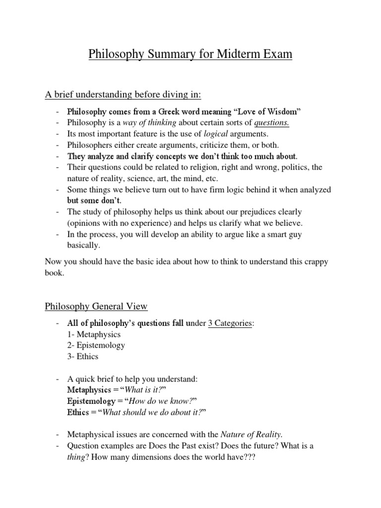 Philosophy Summary For Midterm Exam | PDF | Empiricism | Rationalism