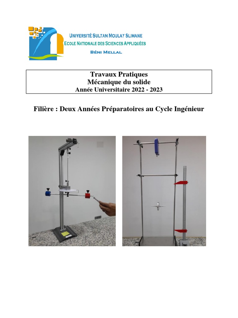 TP - Meca - Solide - ENSA BM (Version 22-23) | PDF
