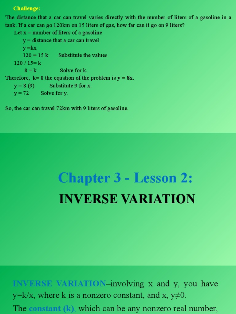 LESSON 2 Inverse Variation | PDF