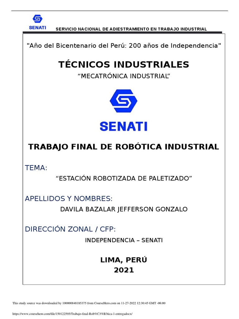 Trabajo Final Rob Tica 1 Entrega | PDF