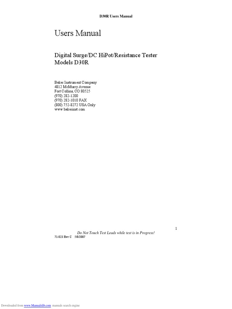 D30R Digital Surge Tester Manual | PDF | Home & Garden | Computers