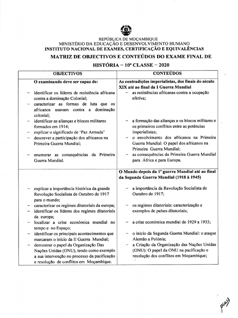 Matriz História 10 CL | PDF