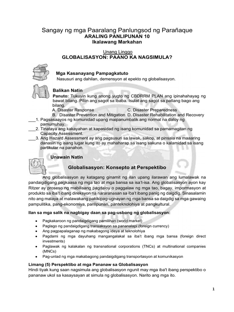 AP Grade10 Quarter2 Module Week1 | PDF