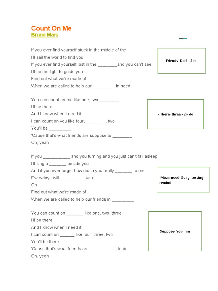Count On Me Bruno Mars | PDF | Linguistics