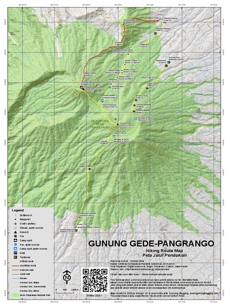Peta Jalur Pendakian Gunung Gede Pangrango | PDF Peta Jalur Pendakian Gunung Gede Pangrango | PDF