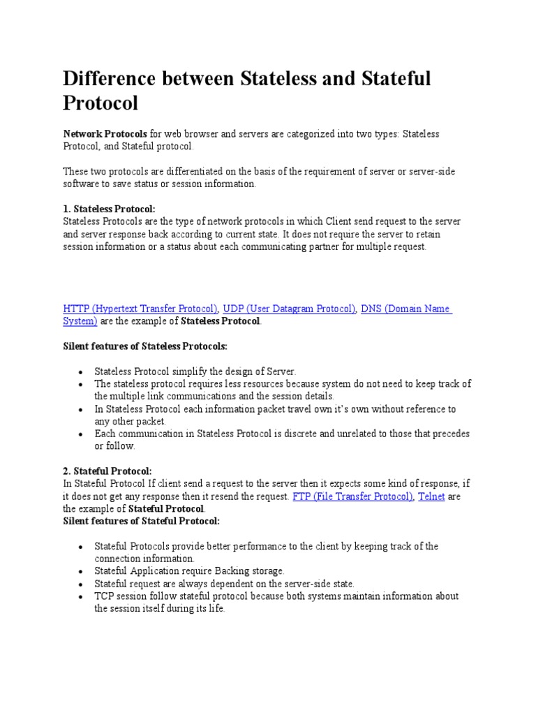 Network Protocols: Stateless vs Stateful | PDF | Hypertext Transfer Protocol | File Transfer ...