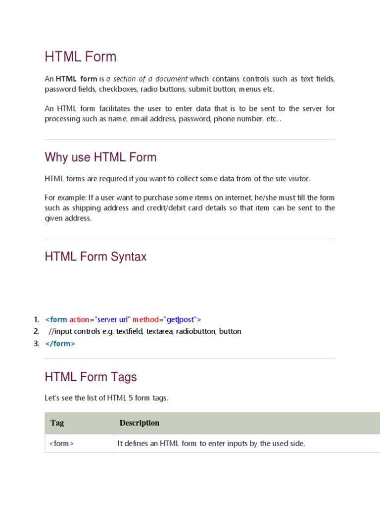 HTML Form | PDF