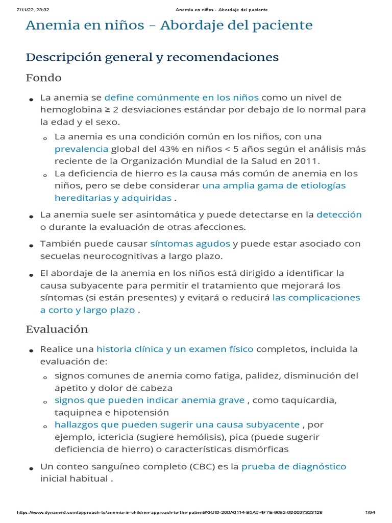 Anemia en Niños - Abordaje Del Paciente | PDF | Glóbulo rojo | Anemia