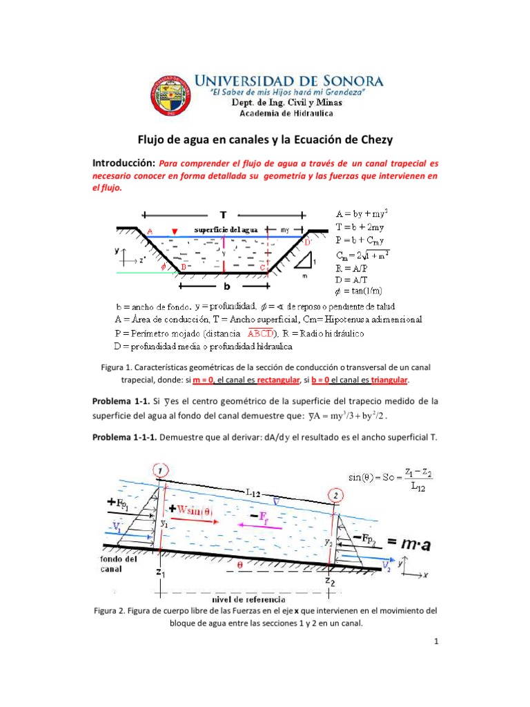 Clase 1. Ecuacion de Chezy