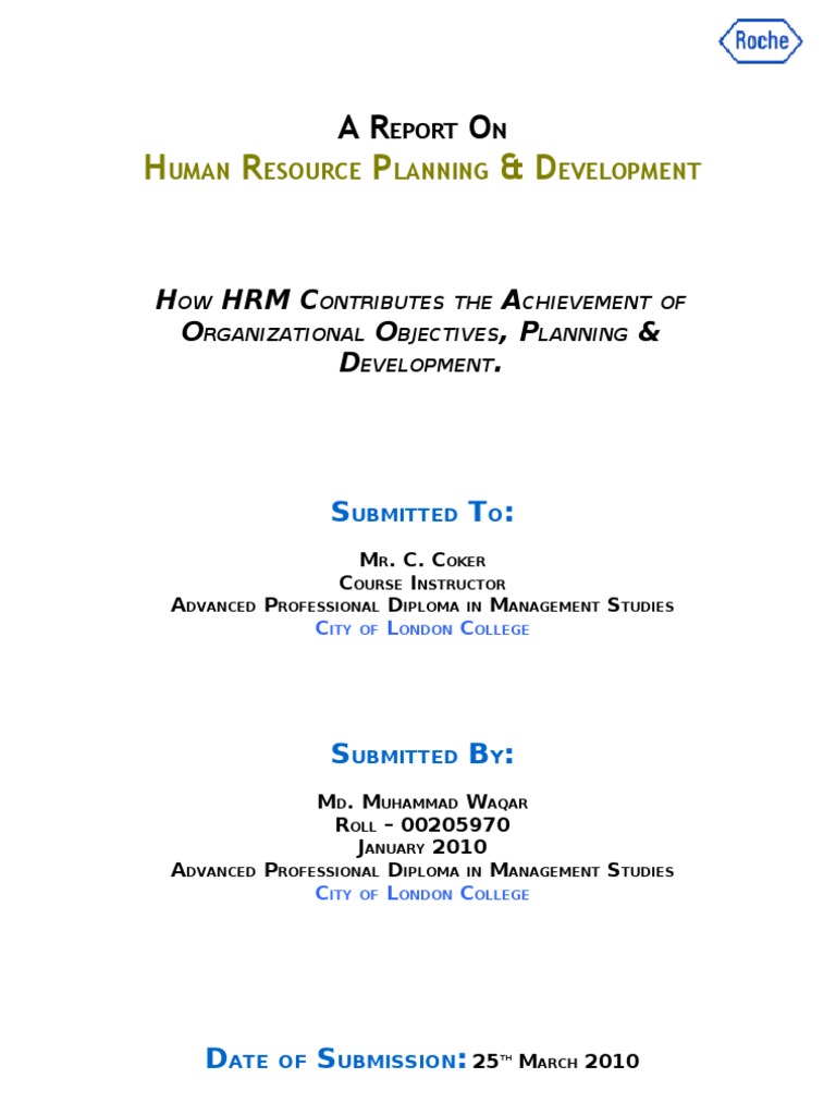 Report - Roche Pharmaceuticals LTD (Human Resource Planning ...