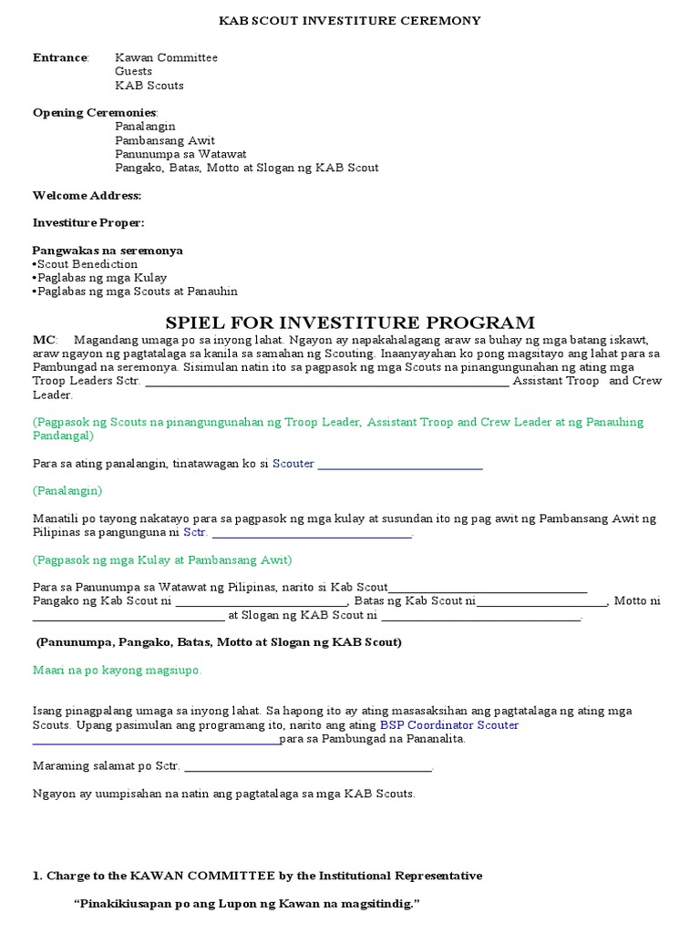 Kab Scout Investiture Ceremony | PDF