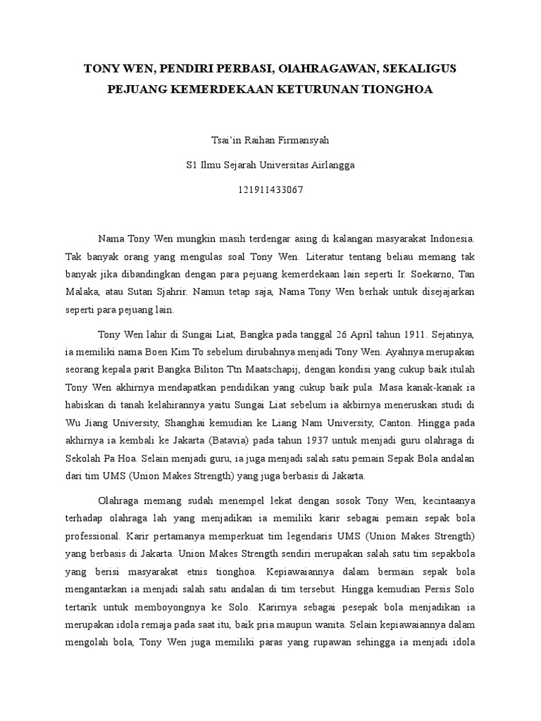 Biografi Tony Wen | PDF