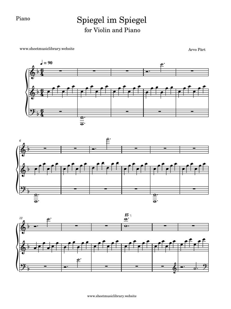 Arvo Pärt: Spiegel im Spiegel Sheet Music | PDF | Compositions ...