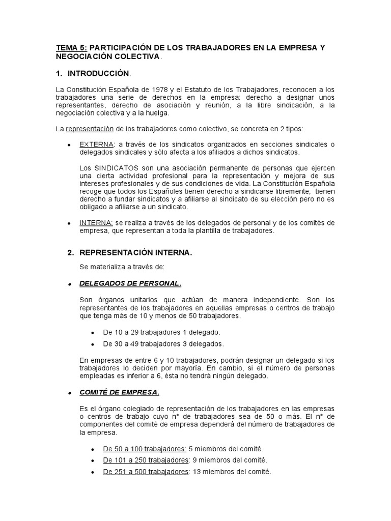 Tema 5.fol | PDF | Sindicato | Derecho laboral