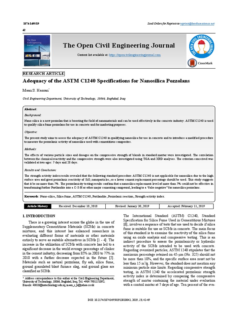 Adequacy of The ASTM C1240 Specifications For Nano | PDF | Cement ...