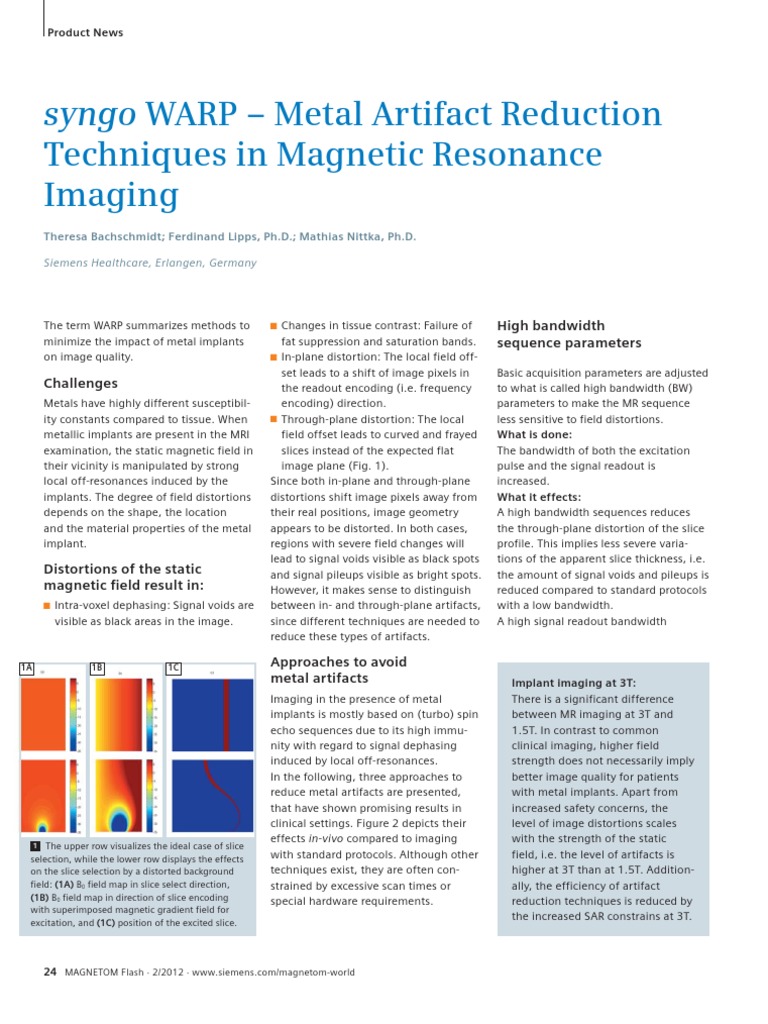 MRI Metal Artifact Solutions | PDF | Magnetic Resonance Imaging ...