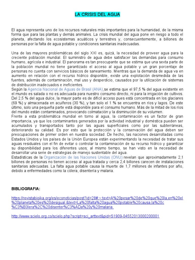 La Crisis Del Agua RV | PDF | Agua | Naturaleza