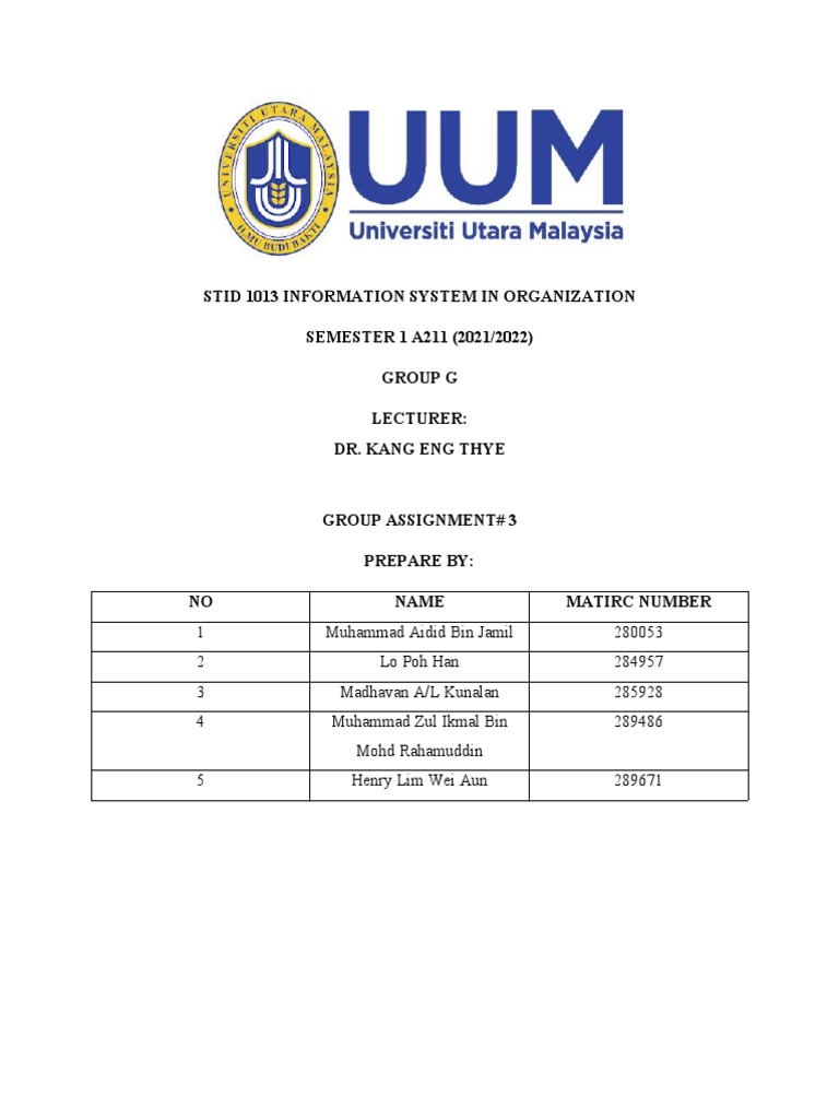 Stid 1013 Group Assignment 3 Report Briefly Pdf Websites Spreadsheet 