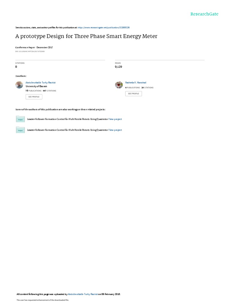 A Prototype Design For Three Phase Smart Energy Meter | PDF