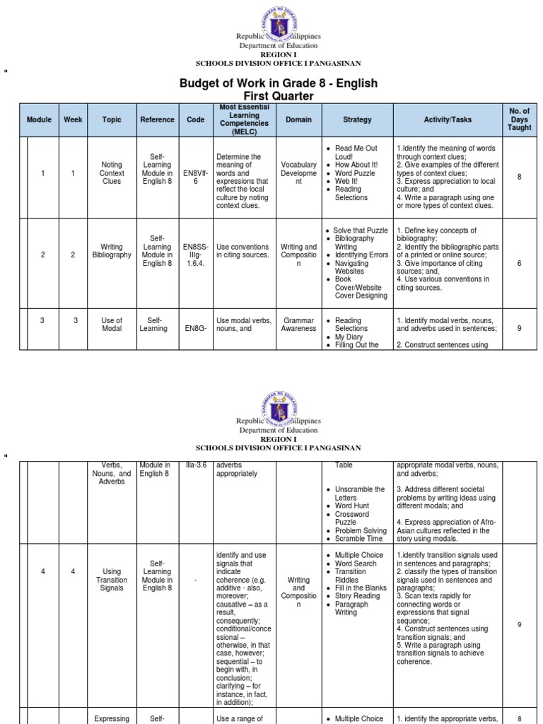 BOW English-8 | PDF | English Language | Verb