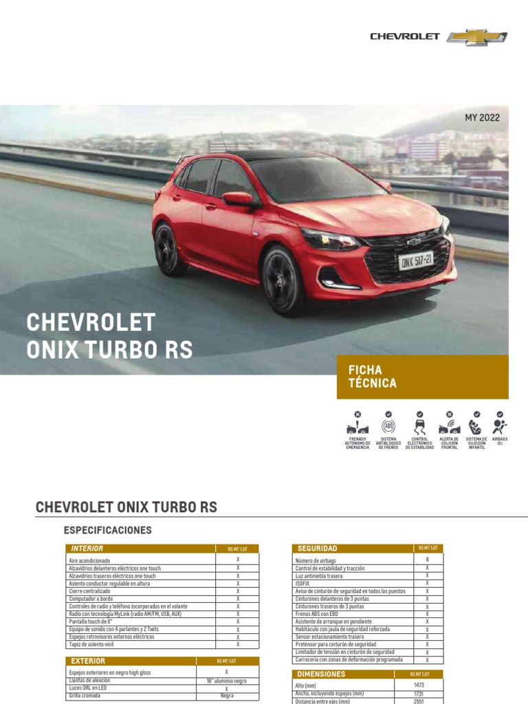Ficha Tecnica Onix Turbo Rs | PDF | Transporte | Bienes manufacturados