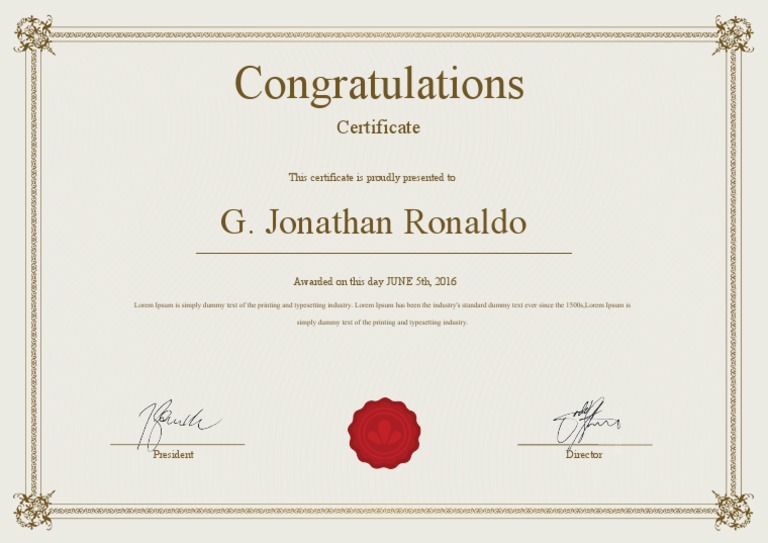 Congratulations Certificate General Format Template-42964 | PDF