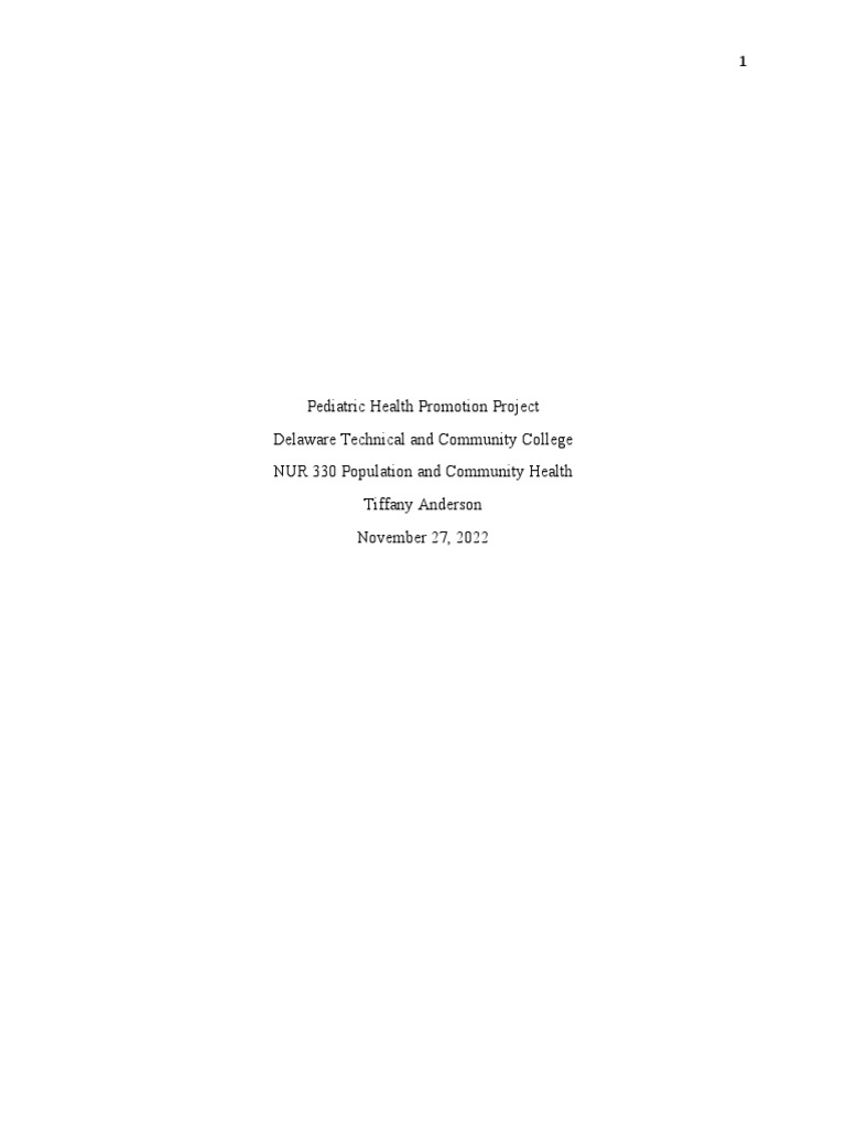 Pediatric Health Promotion Project | PDF