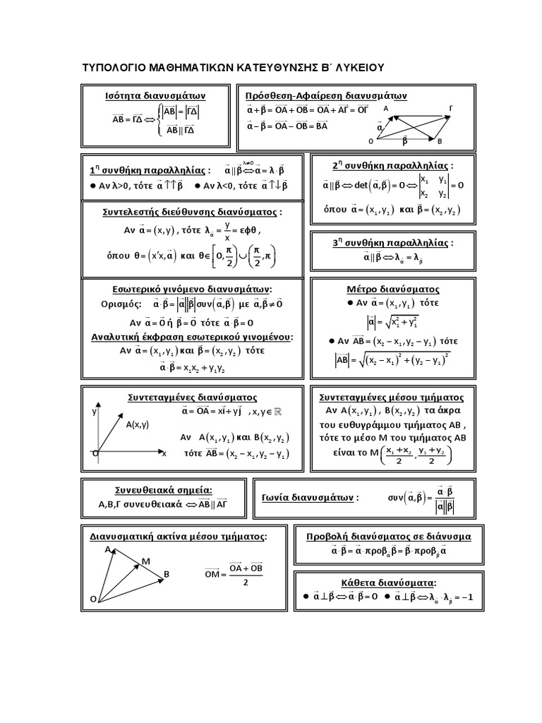 ΤΥΠΟΛΟΓΙΟ ΜΑΘΗΜΑΤΙΚΩΝ ΚΑΤΕΥΘΥΝΣΗΣ Β | PDF