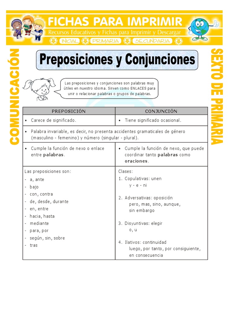 Ficha Ejemplos de Preposiciones | PDF