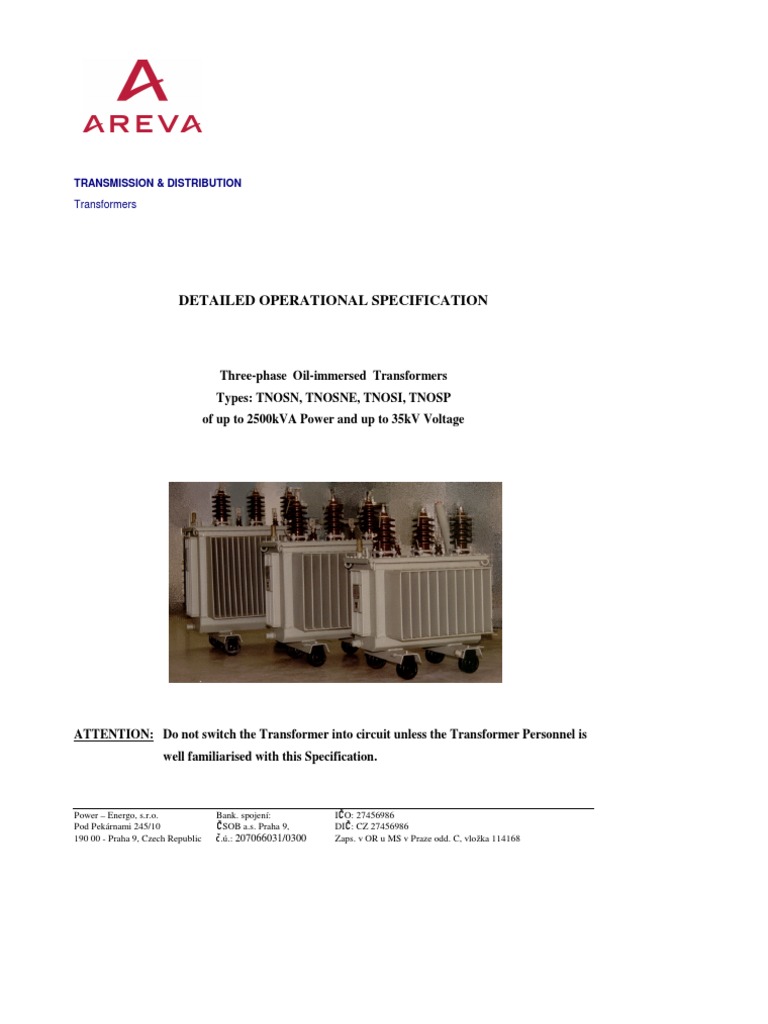 Areva Transformer Operational Manual | PDF | Transformer | Switch