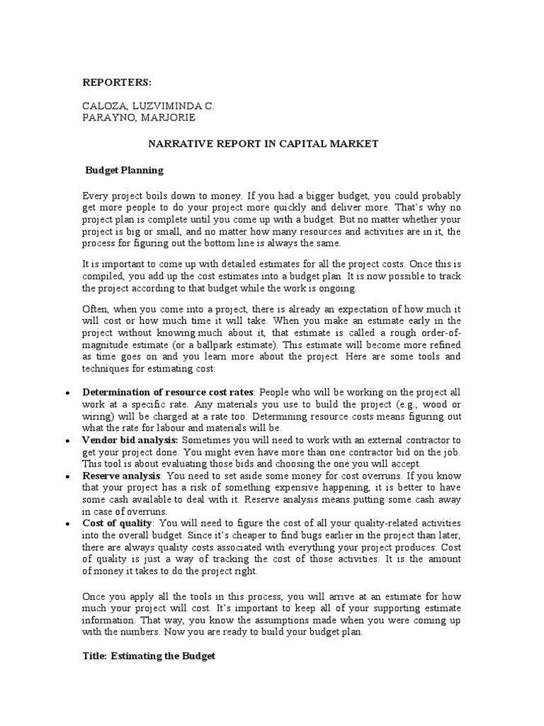 Narrative Report in Capital Marketluz | PDF