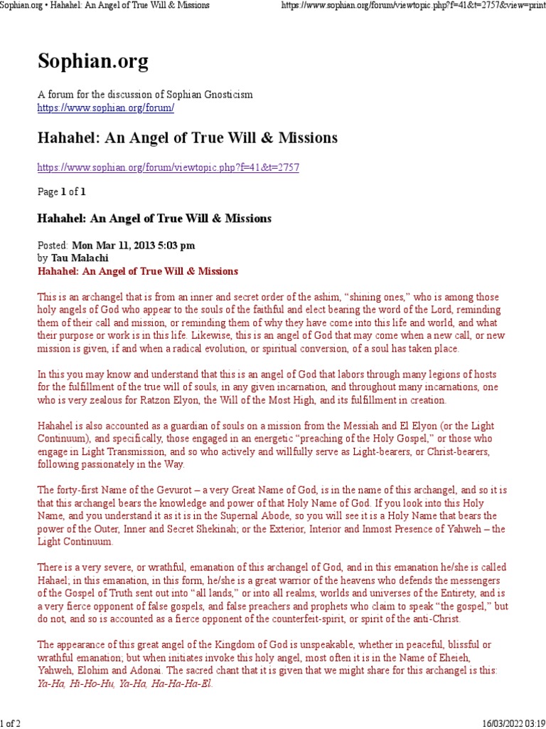 Hahahel - An Angel of True Will & Missions | PDF | Angel | Archangel
