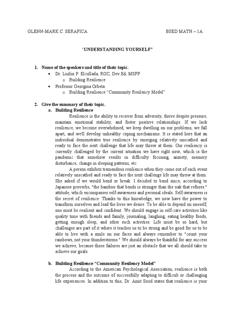 Webinar On Building Resiliency | PDF