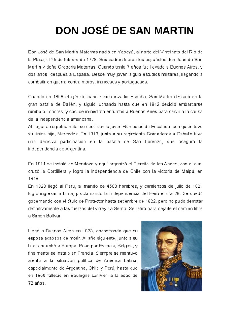 Biografia Don José de San Martín | PDF