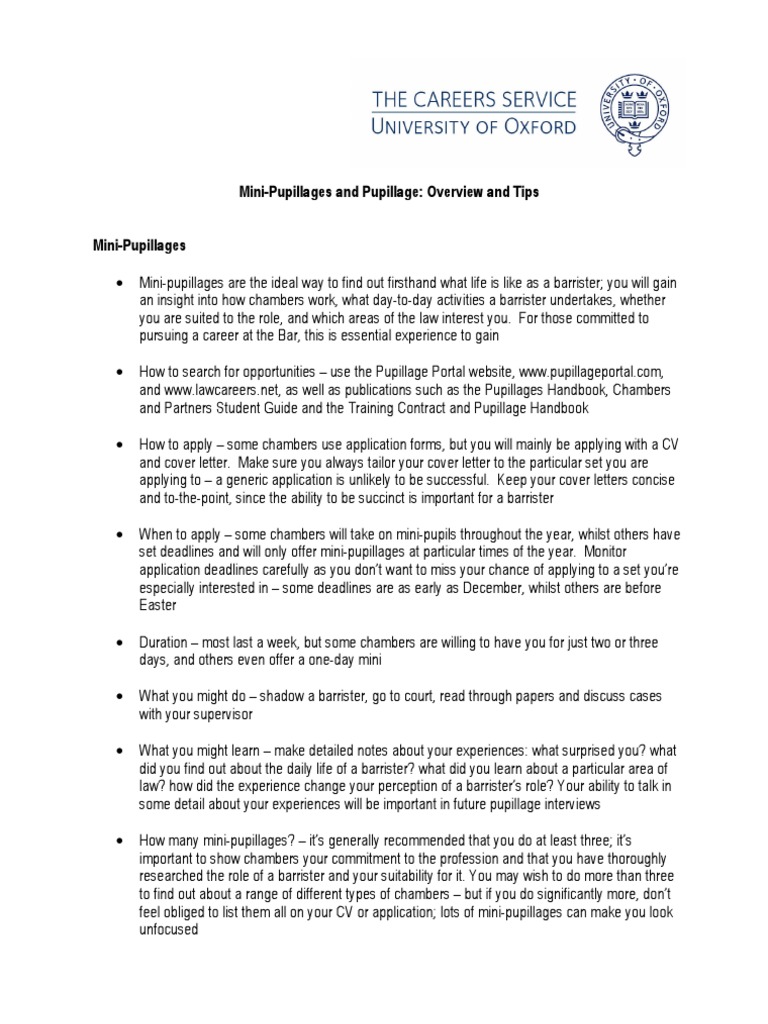 Mini-Pupillage and Pupillage Guide | PDF | Barrister | Lawyer