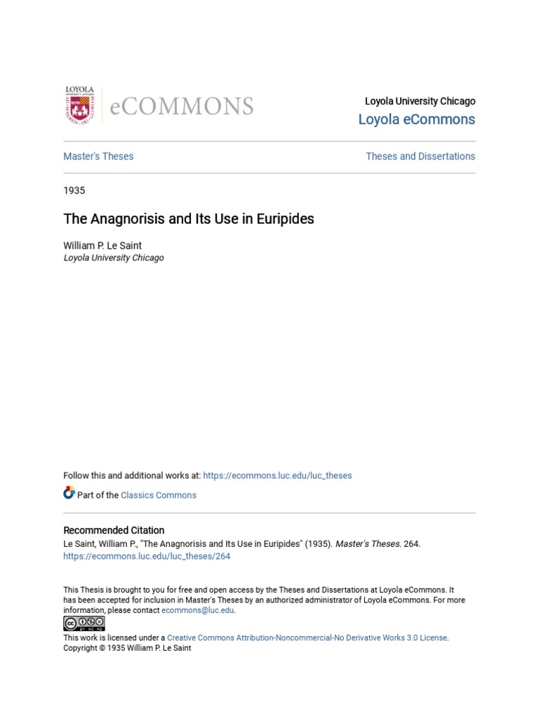 The Anagnorisis and Its Use in Euripides | PDF | Tragedy | Reason