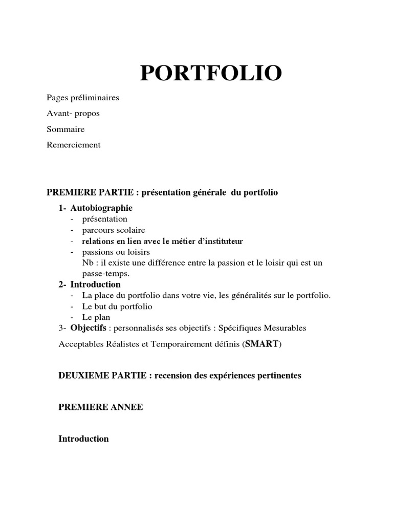 Plan de Redaction Du Portfolio Nouveau PDF | PDF