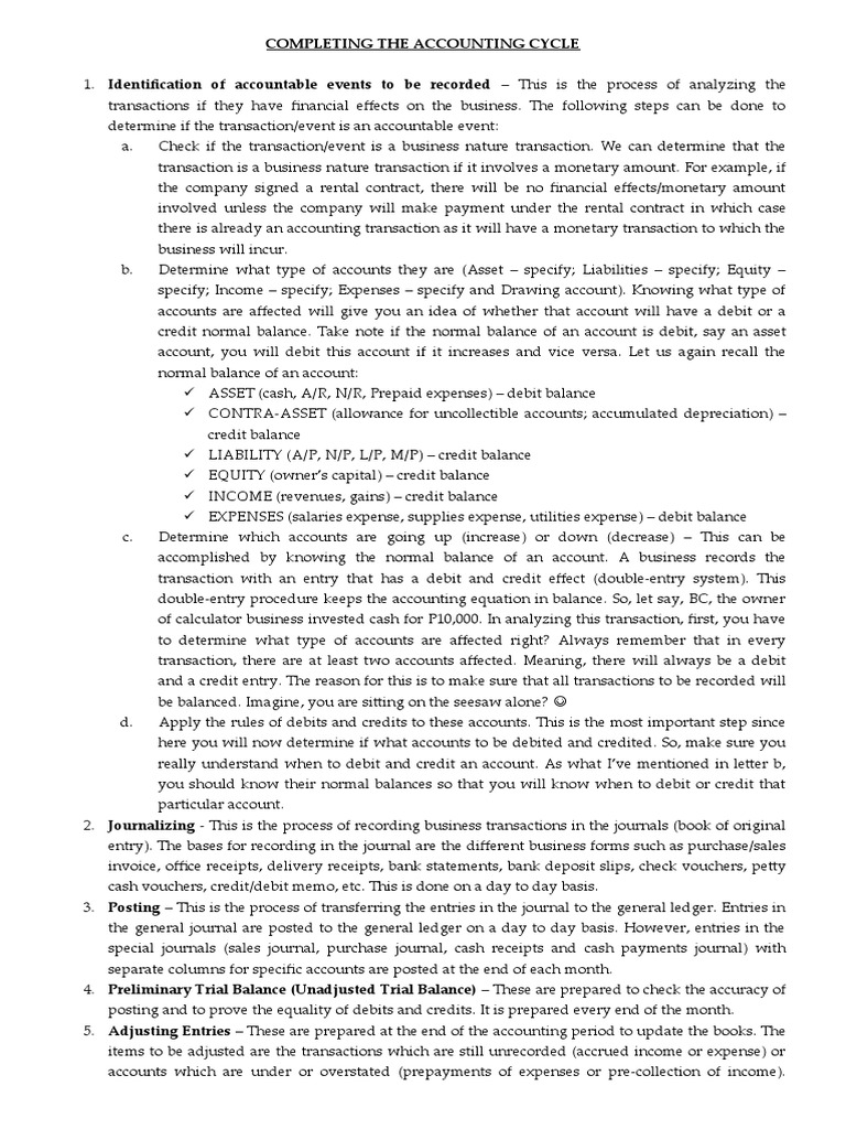 Accounting Cycle Completion Guide | PDF | Finance & Money Management